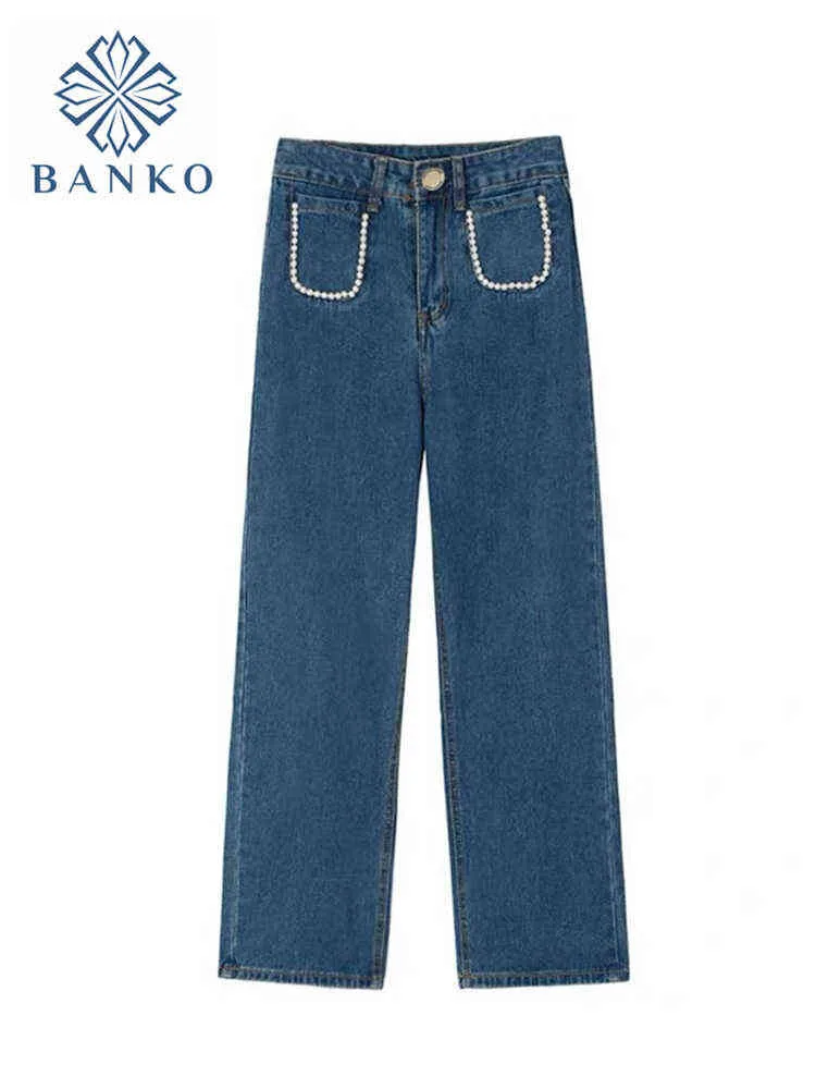 Yk Baggy Blue Jeans Women Spring Korean Fashion Oversize High Waist Wide Pipes Denim Pants