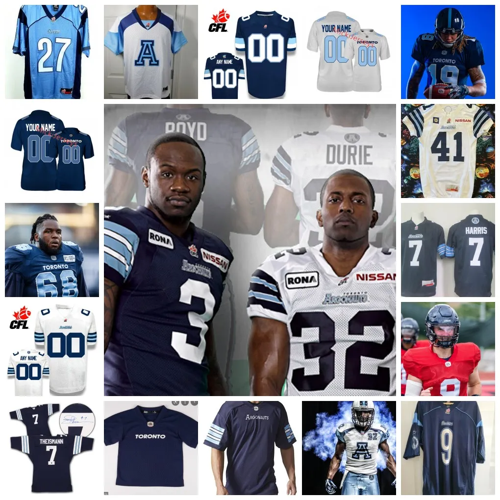 Custom CFL Toronto Argonauts Jersey 12 Jamal Peters 1 Shaquille ...