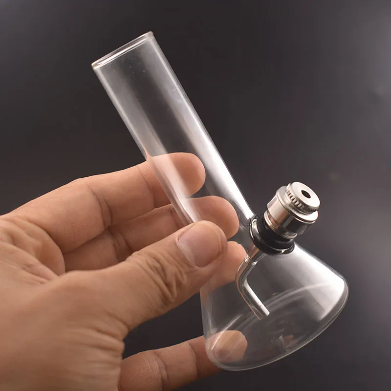 5 Inch Mini Glass Tobacco Bongs Smoking Water Pipe With Metal Smoking ...