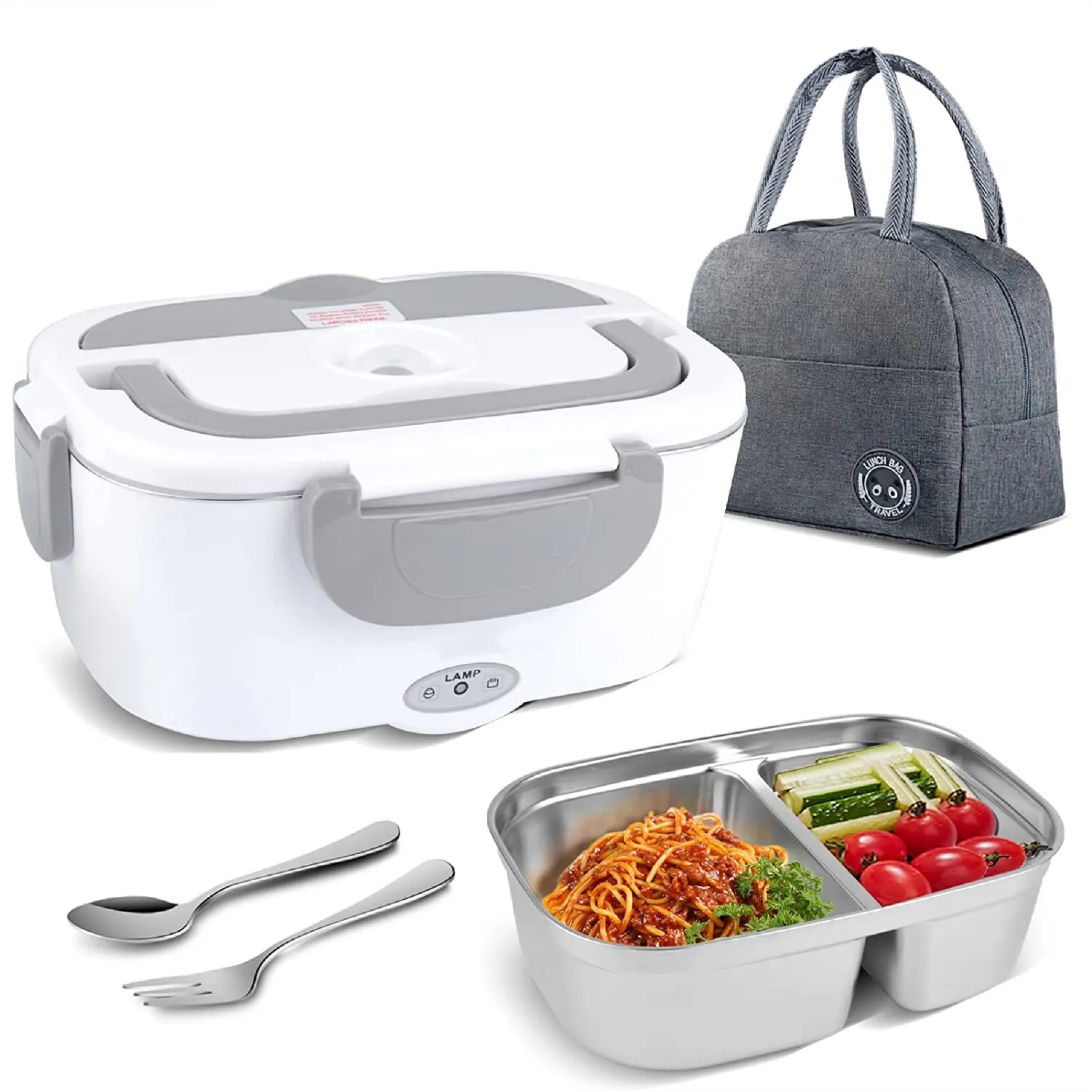 Portable Electric Heated Lunch Box - 304 Stainless Steel Food Warmer ...
