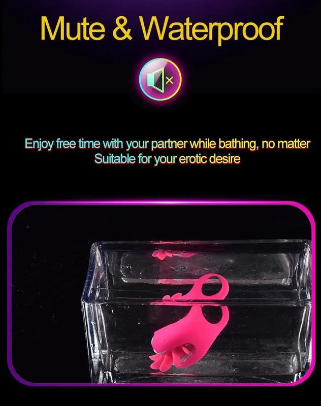 Rotation Oral Sex Vibrator Cockring Tongue Licking Penis Vibrating Ring