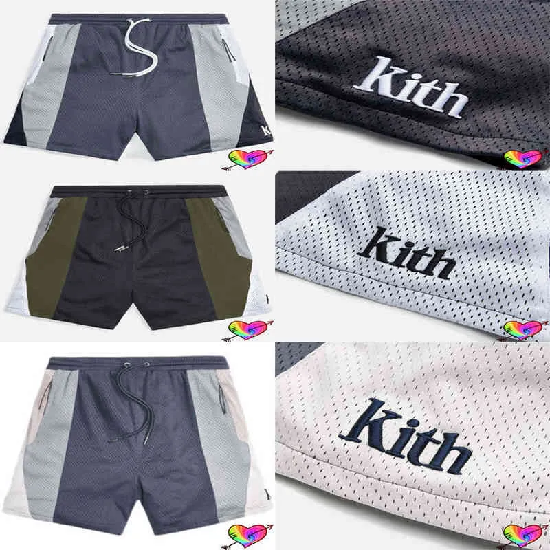 2024 Patchwork Color KITH Board Shorts Men Women Hem Embroidery Zipper ...