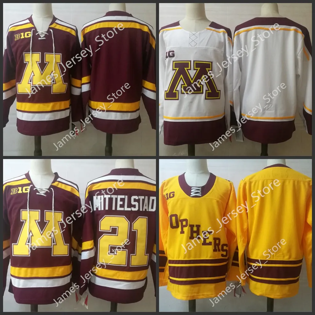 Jerseys De Hockey Masculino: Jersey De Hockey Cosido De Minnesota Golden Gophers NCAA Frozen ...
