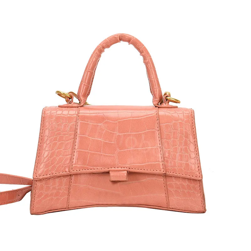 Luxury Designer Mini Half Moon Pink Top Handle Bag With Crocodile Print ...