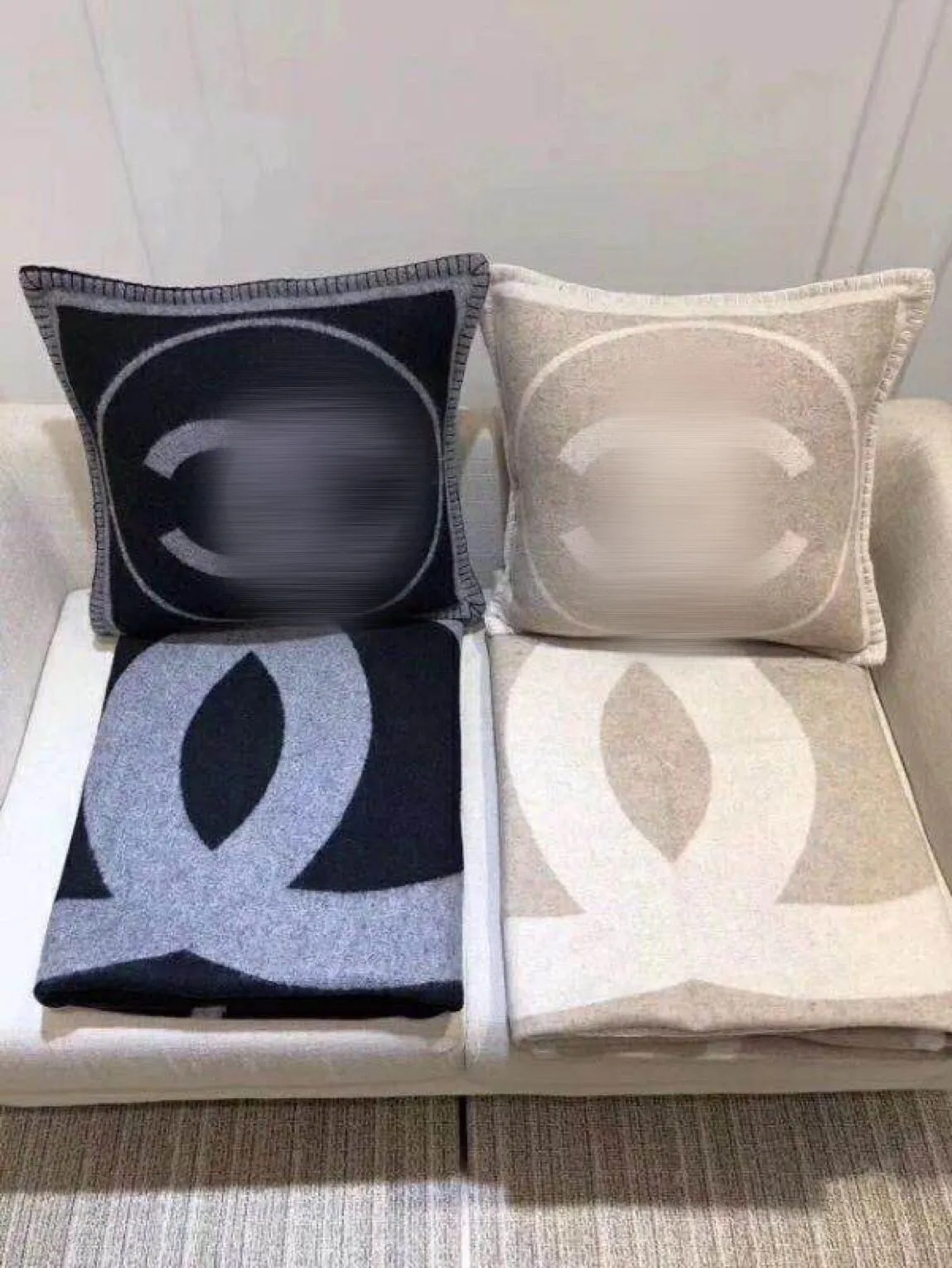 Classic Wool Cashmere Signage Pillow Case With Tags Top Quality Throw ...