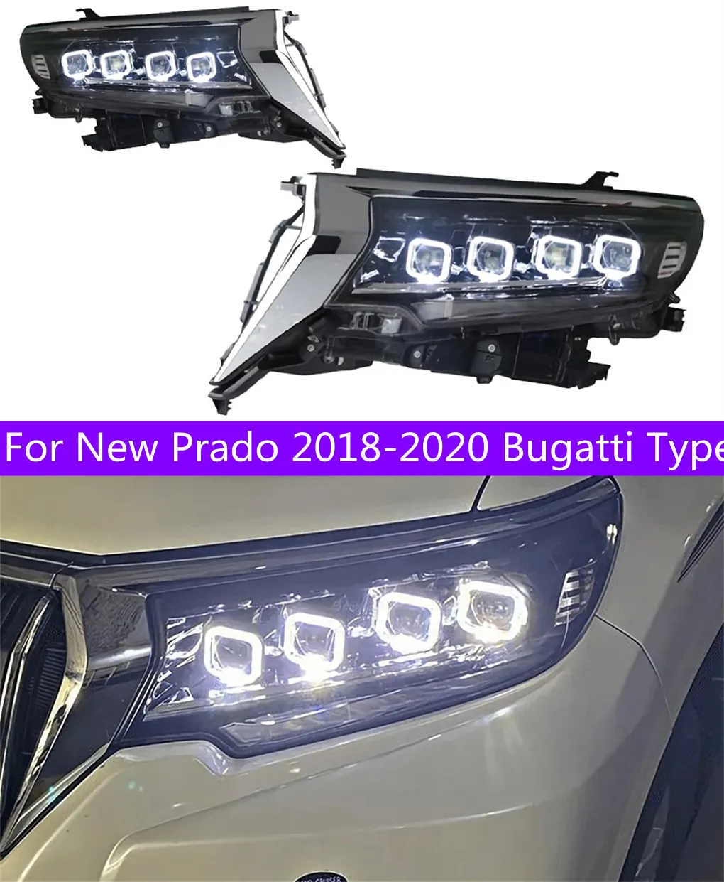 LED Matrix Led Drl Headlights Replacement For New Prado Bugatti 20/18 ...