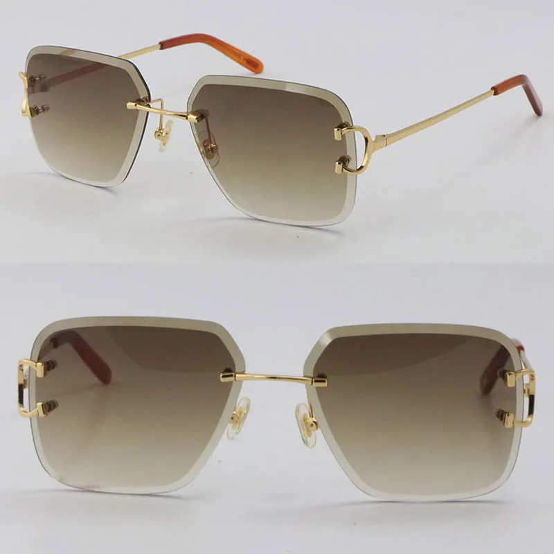 New Model 18K Gold Rimless Sunglasses UV400 Driving Glasses With Lenses ...