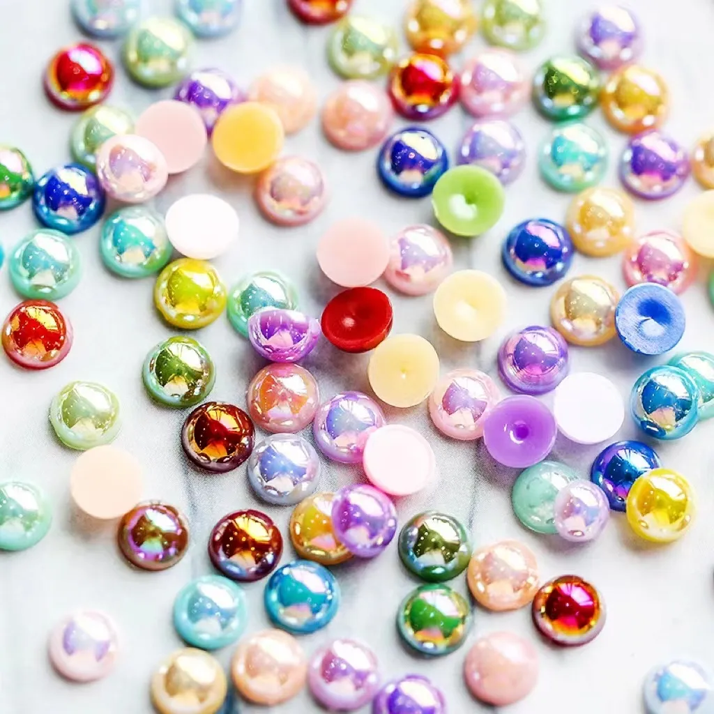 4mm and 5mm Half Round Synthetic Pearl Beads Flatback for Craft DIY ...