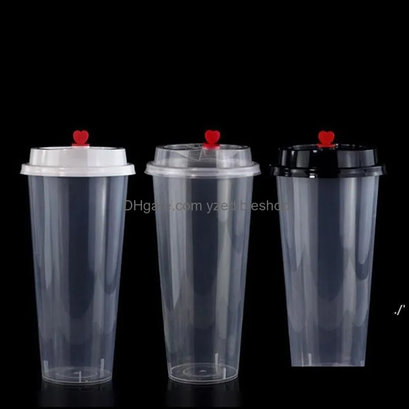 Premium 24oz Disposable Cups with Lids - Perfect for Smoothies & Cold ...