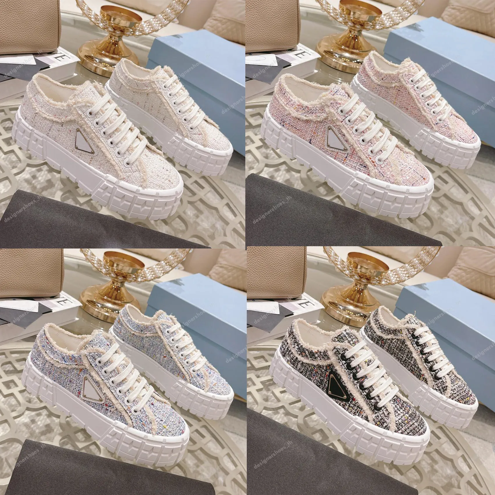 Luxury Triangle Logo Designer running shoes for women with Double Wheel ...