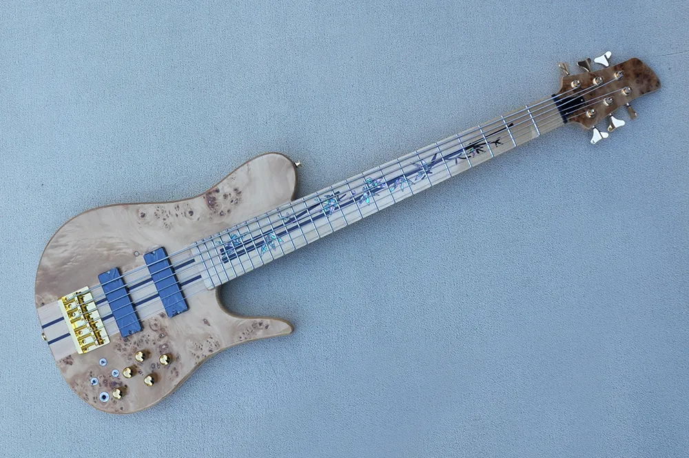 Premium 5-String Neck-Thru-Body Electric Bass Guitar - Maple ...