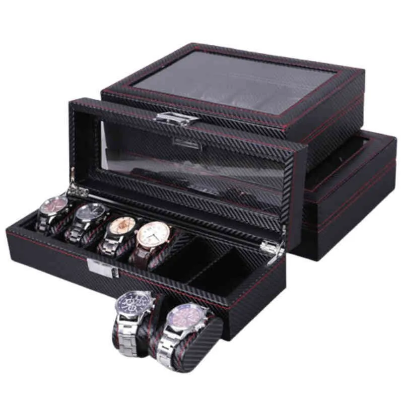 Luxury Watch Boxes Carbon Fiber Display Wooden Box 10 Jewelry Case For ...