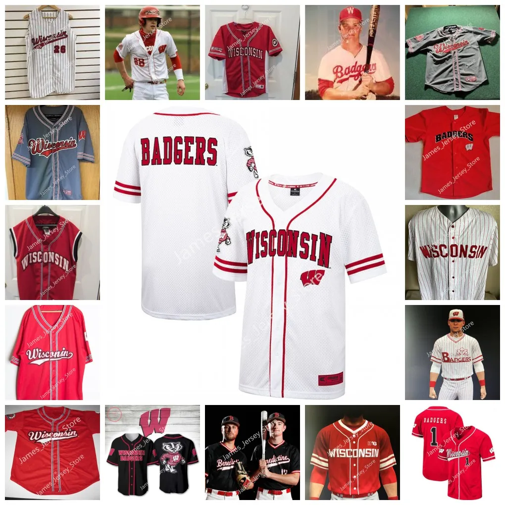 Wisconsin Badgers Baseball Jersey - Stitched NCAA Replica, Sandefur ...