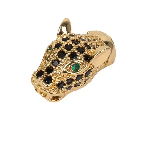 Leopard Head Bracelet Charms - Crystal Micro Pave CZ Zircon Beads ...