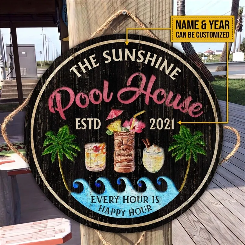 Swimming Pool Decorations Personalized Wooden Sign Custom Name & Year ...