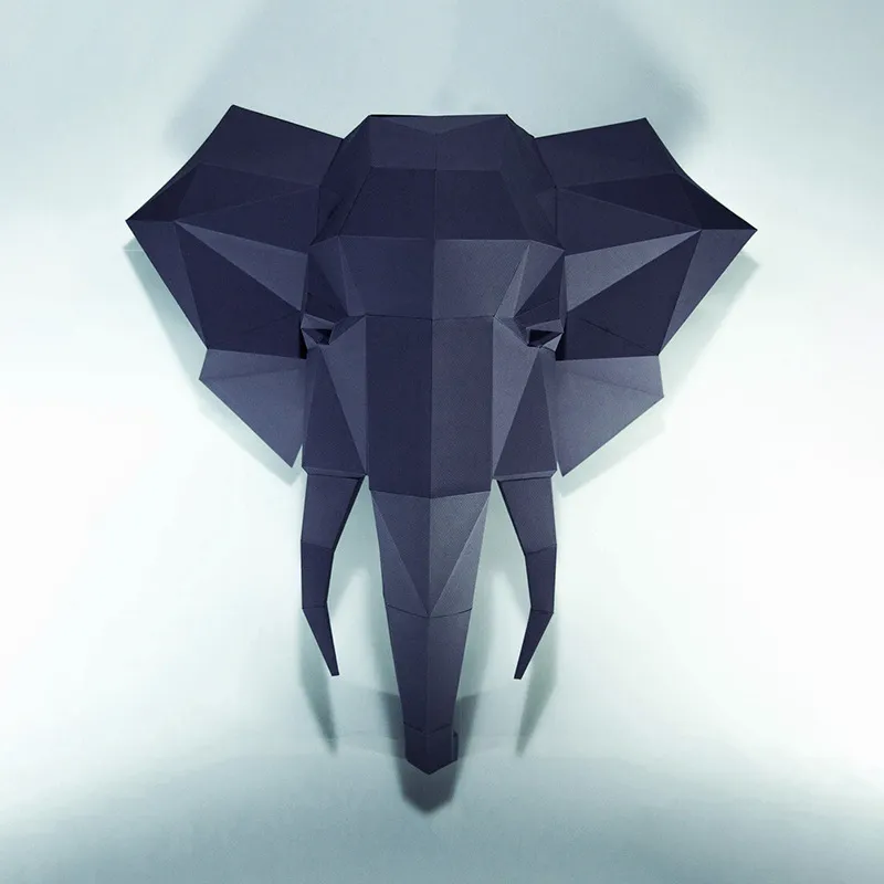 Elefantenkopf 3D Papiermodell Tierskulptur 72 Cm Papercraft DIY ...