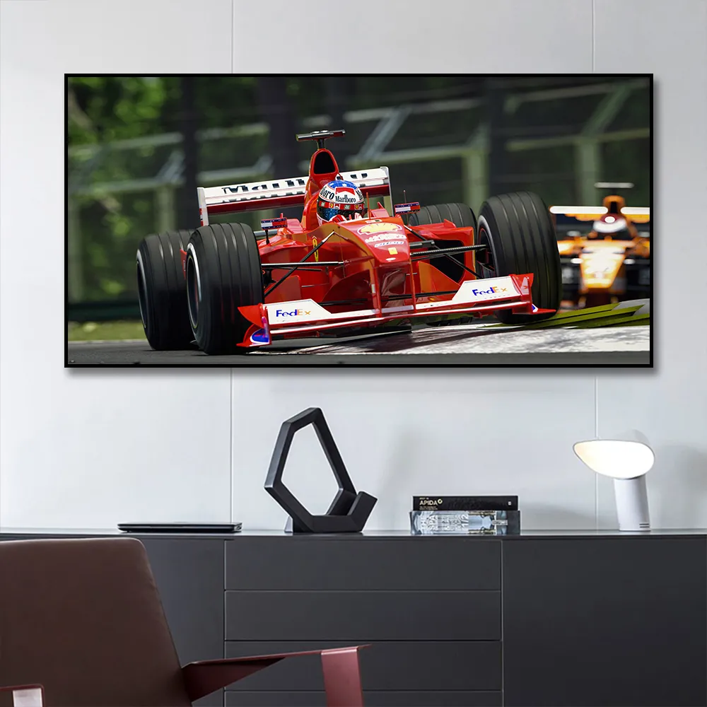 F1 Car Racing Canvas Wall Art Frameless Motorsport Poster For Living ...