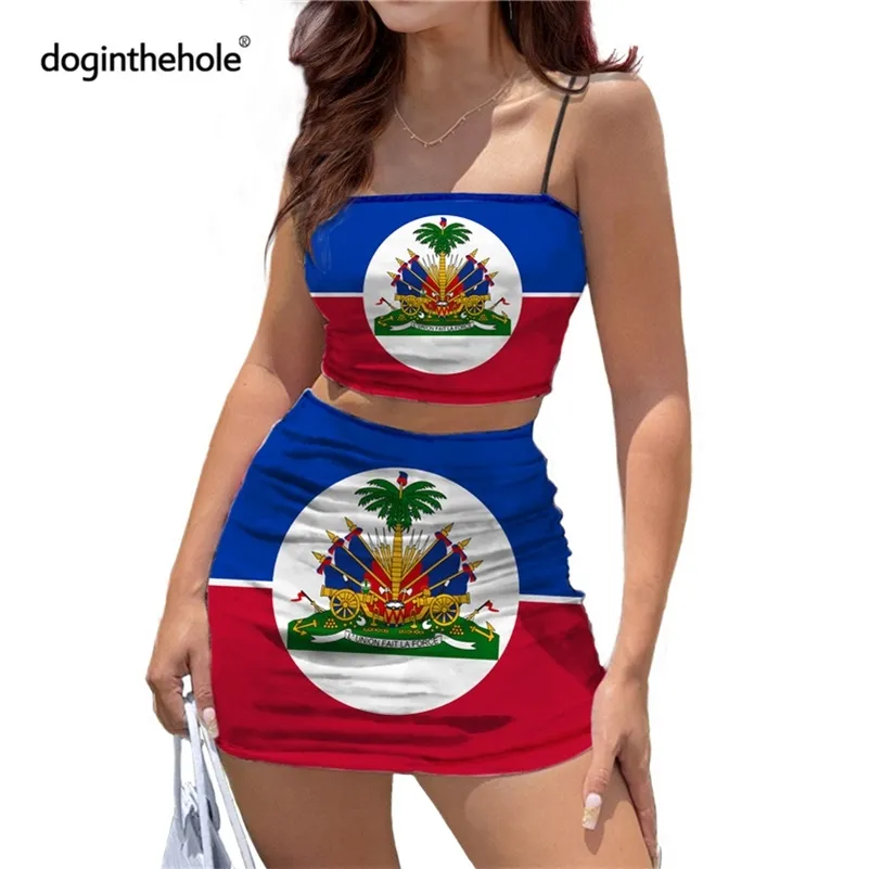 DHgate.com:Haitian Flag Inspired 2 Piece Clubwear Set Womens Summer ...