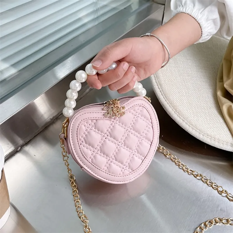 Pearl Handle Mini Shoulder Messenger Bag for Girls, Soft PU Circular ...
