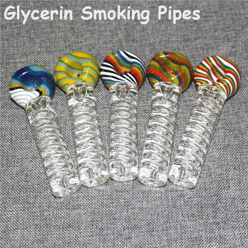 Cooling Oil Glass Hand Pipe With Liquid Glycerin Smoking Pipes Colorful ...