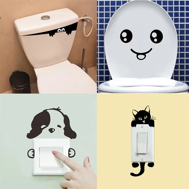 Funny Toilet Sticker - Peeping Tom Bathroom Vinyl Decal, DIY Restroom ...