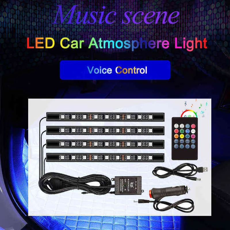 ₩37154에서 자동차 내부 분위기 Rgb Led 스트립 라이트 라이트 Usb 무선 원격 음악 제어 다중 모드 장식 동적