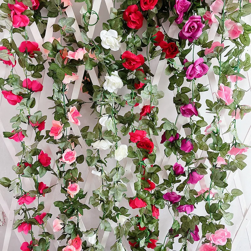 Hanging Basket Artificial Flowers Artificial Rose Vine Flower Plants ...