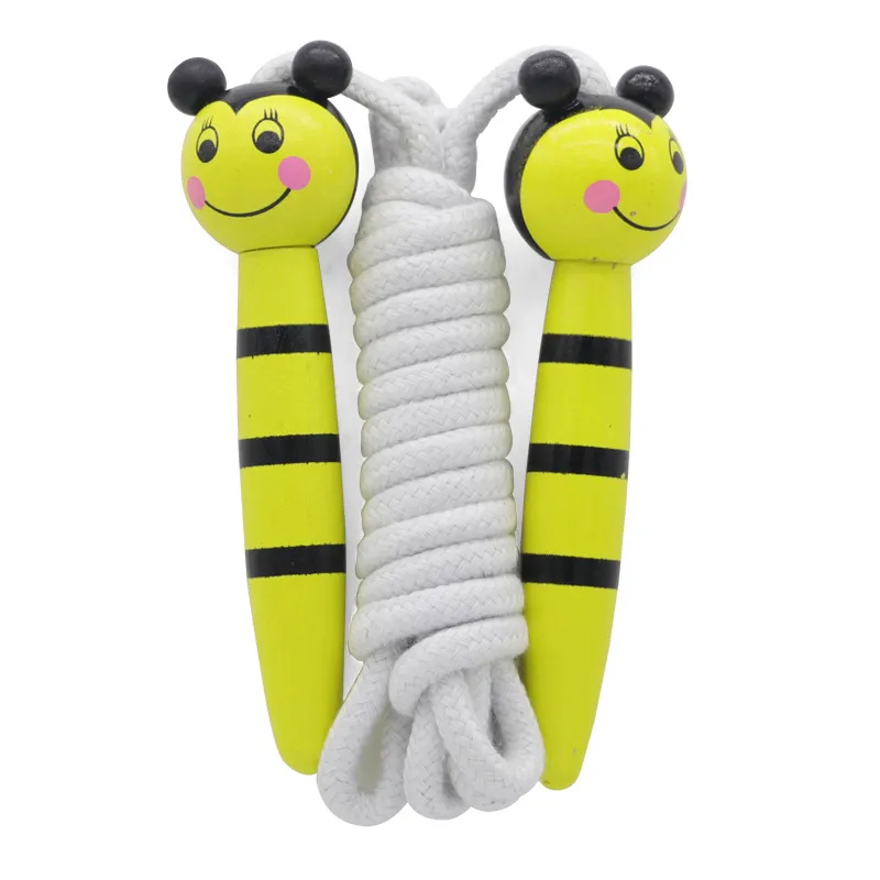 Kids Wooden Jump Rope - Fun Green Bee Design, Cartoon Animal Skipping ...