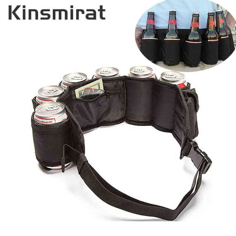 Insulated Beer Belt Holder With Buckle And Hidden Zipper Pocket For 6 ...