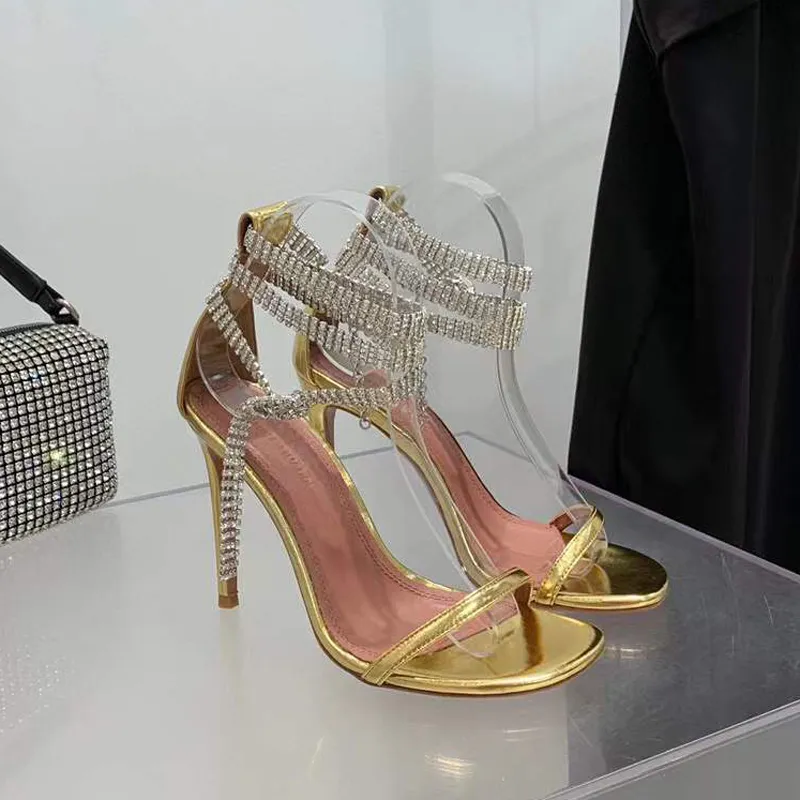 Slipper Heels Patent Top Quality Crystal-Encrusted Leather High Heeled ...