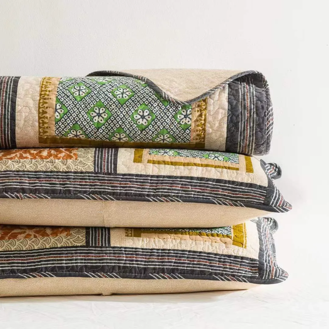 Luxury 100 Cotton Quilt Set Premium Thick Bedding Quilted Throw