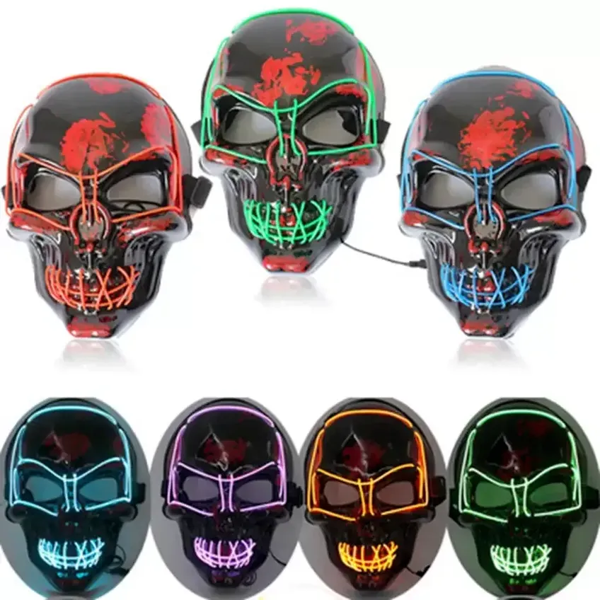 LED Halloween Skull Face Mask Scary Skeleton Skull Design For Festival ...