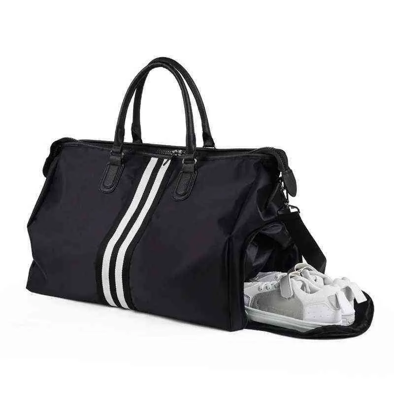 Men Stripe Hand Gym Bag Sports Training Large-Capacity Travel Luggage ...