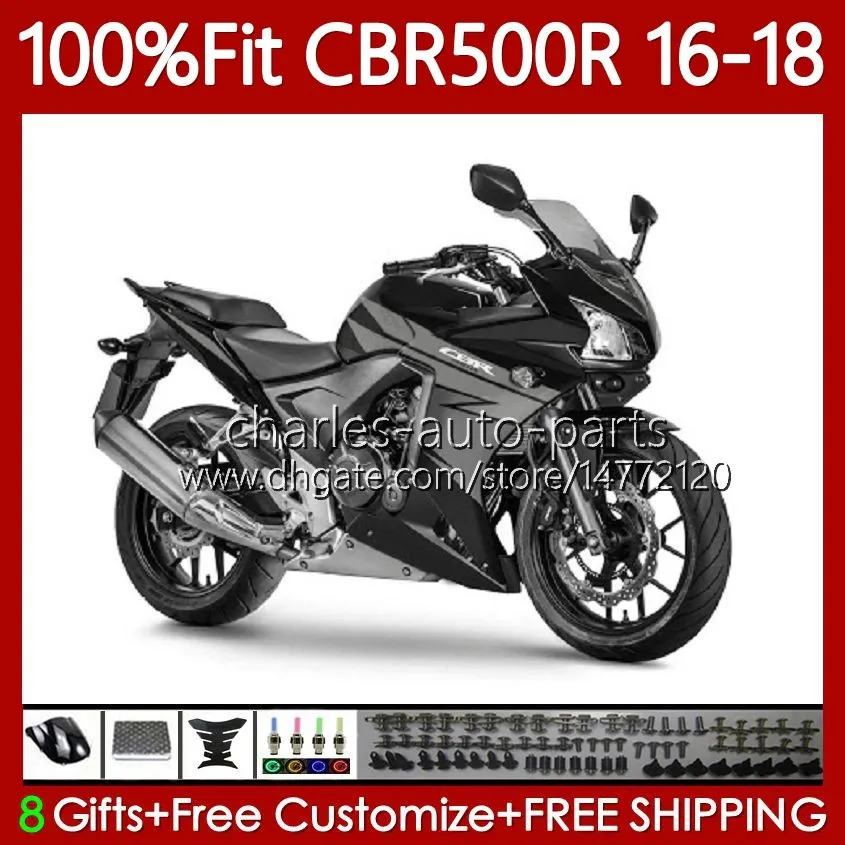 Motorcycle Fairing Kit: Injection Molded Bodywork, Black & Grey, Fits ...