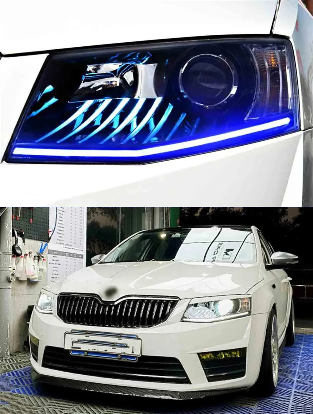 Skoda Octavia LED Headlight Assembly 2015 2017 DRL High Beam Bi Xenon Lens Turn Signal