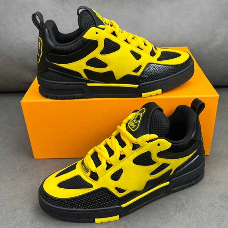 Men's 1854 Series Casual Shoes: Yellow and Black Designer Sneakers with ...