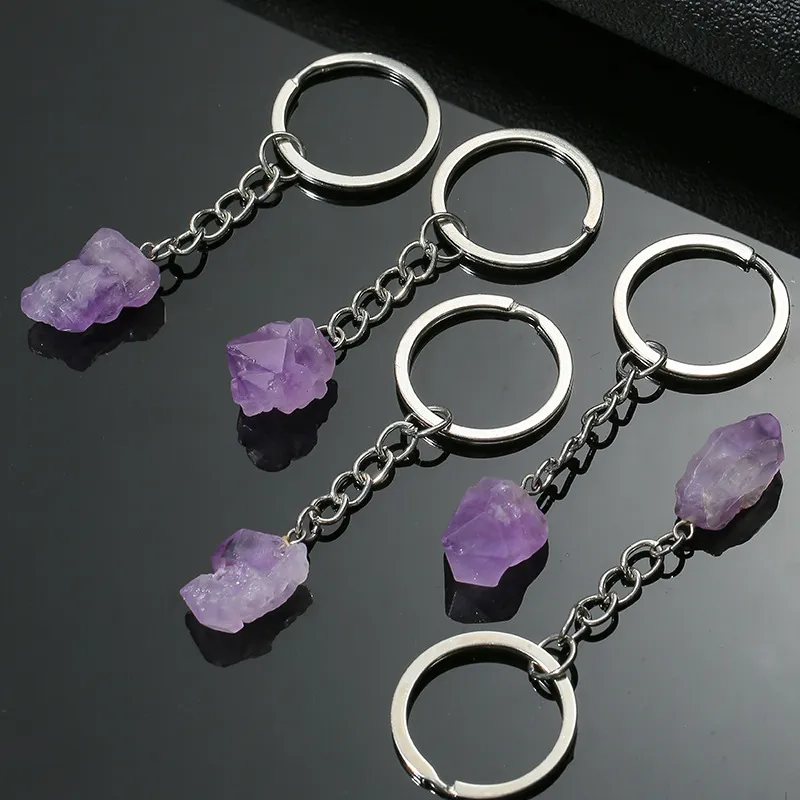 Amethyst Gemstone Keychain - Natural Crystal Key Ring, Elegant Key ...