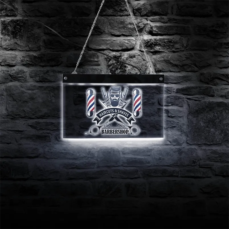 Custom Printed Barber Shop LED Light Board Multicolor Acrylic Open Sign ...