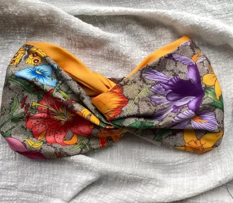 DHgate.com:Designer Silk Floral Cross Headbands for Women - 2024 Summer ...