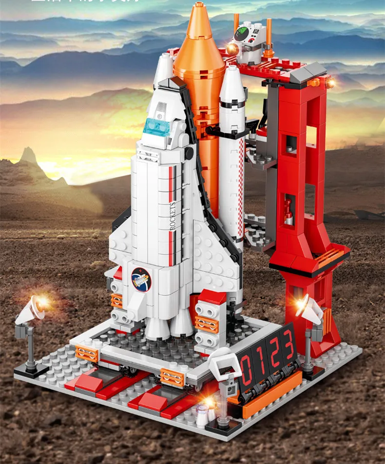 City Aerospace Rocket Launch Center Building Blocks - STEM Toy for Kids ...