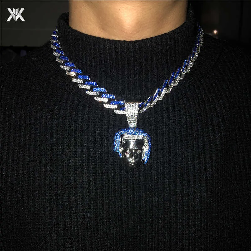 New Diamond Color Diamond Cuban Chain Xxxtentacion Head Pendant Hiphop ...