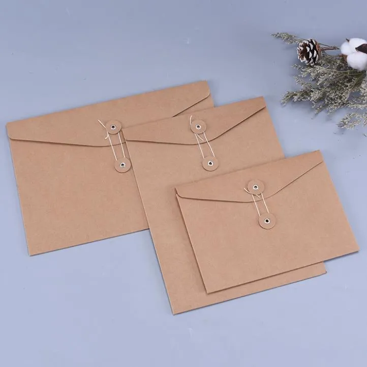 Plastic Envelope Folder Brown Kraft Paper A5/A4 Document File Bag With ...