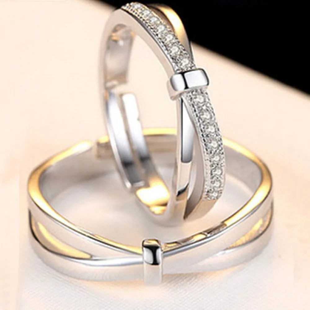 Adjustable Couple Rings - Twisted Open Ring, Platinum Plated Copper ...