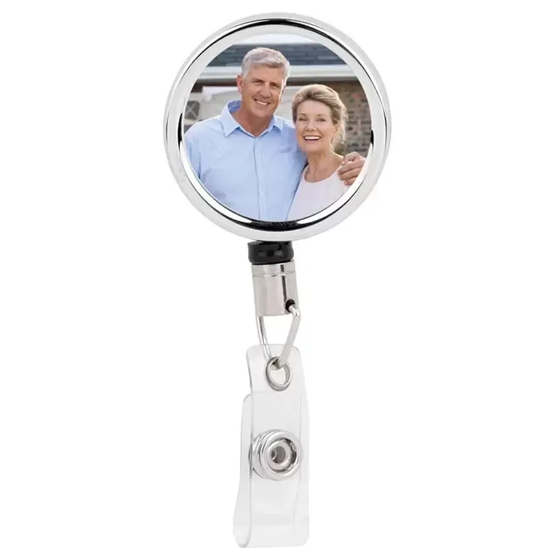 Cute DIY Sublimation Retractable Swivel Badge Holder Badge Reel Metal ...