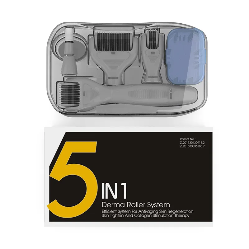 5 In 1 Use Of Derma Roller Set With Storage Case For Face And Facial ...