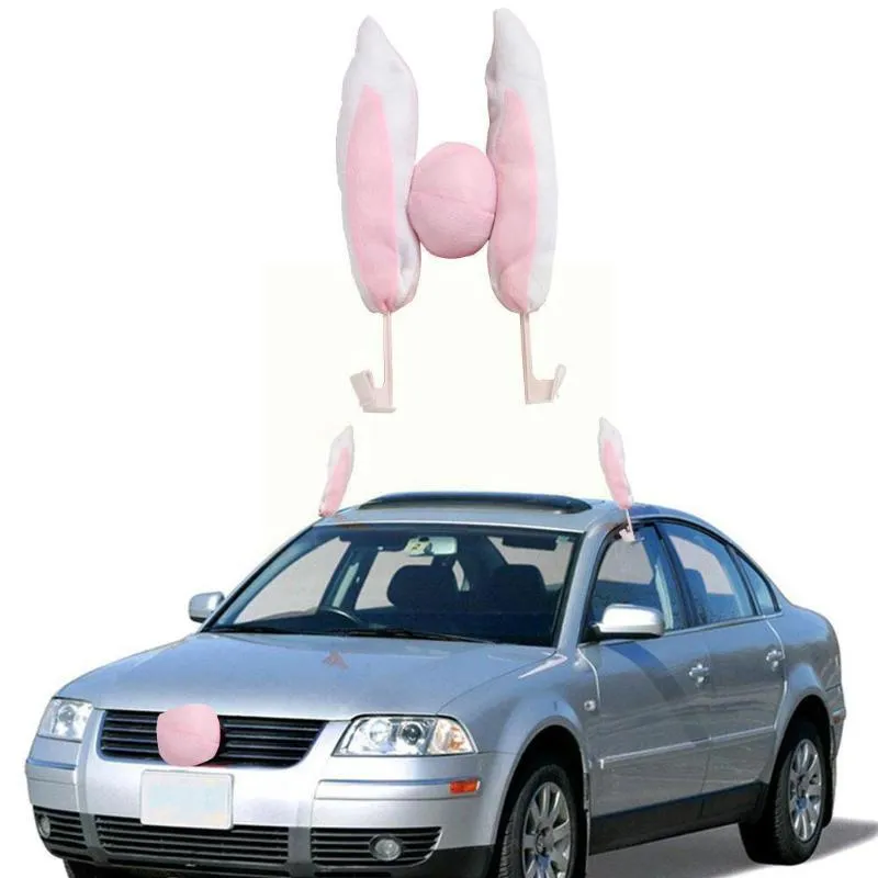 Cute Pink Reindeer Antlers Car Interior Decorations for Christmas 2024 Auto Truck Decoration Accessories Gift Plastic Fiber