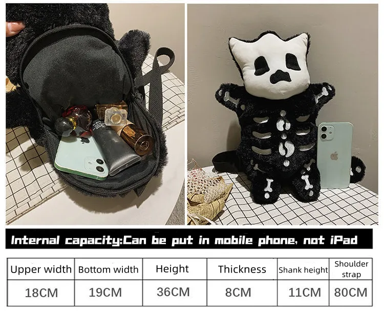 Gothic Bag With Skull Accents Plush Backpack: Female Skeleton Doll ...