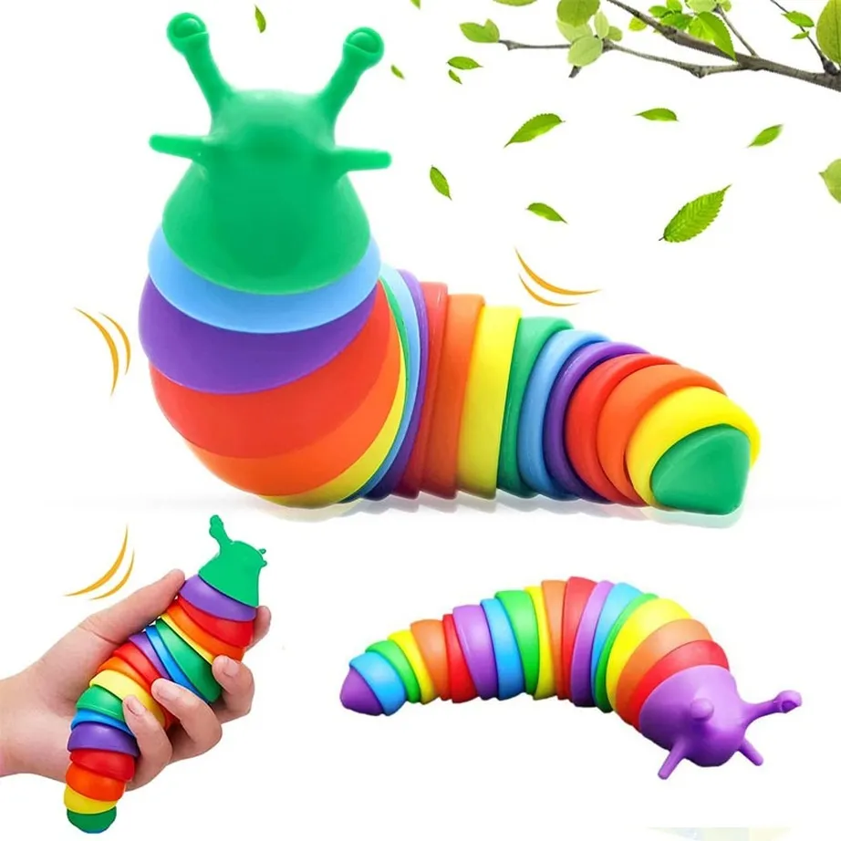 Squishy Fidget Toys: Articulated Sensory Slug Flexible Stress Relief ...