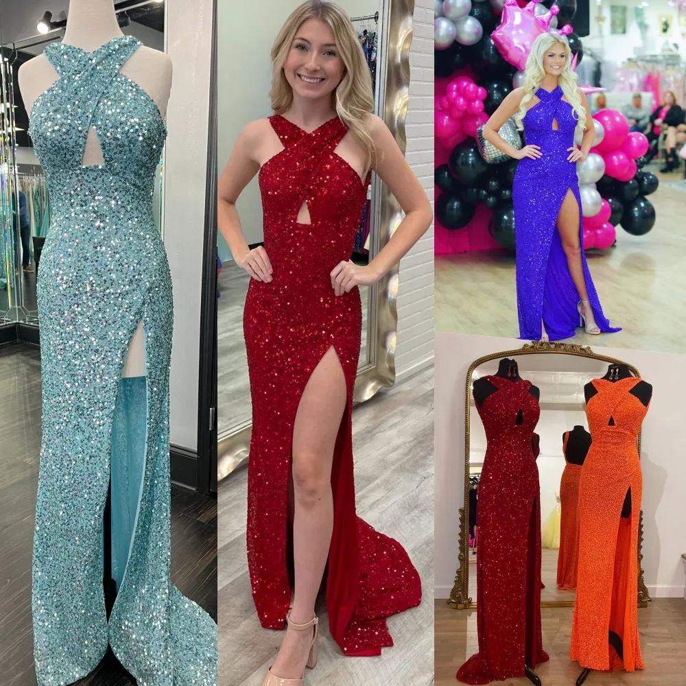 Red Prom Dress Open Back 2K23 Sheath Criss Cross Bears Straps Sparkly ...