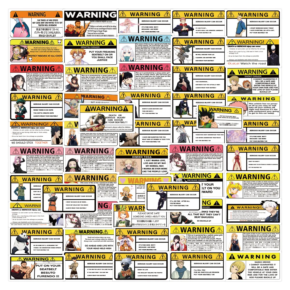 Pack Anime Cute Warning Slogan Stickers Wholesale Vinyl Sticker ...